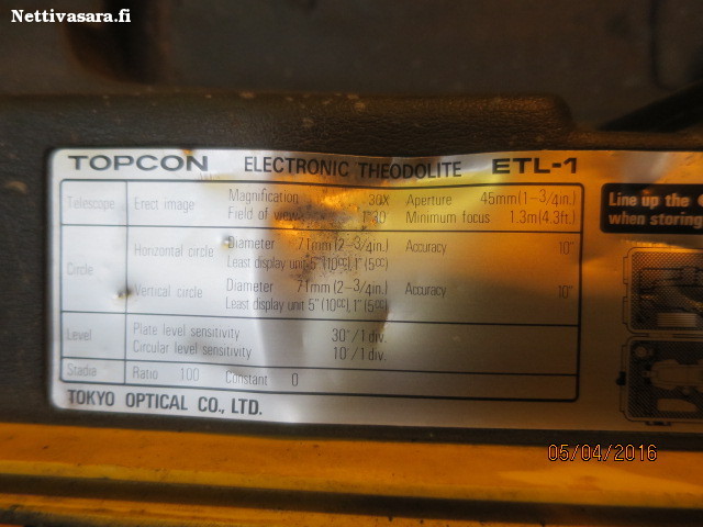 Nettivasara - Huutokauppa, Konkurssihuutokauppaa & Realisointia - Teodoliitti Topcon ETL-1 ...